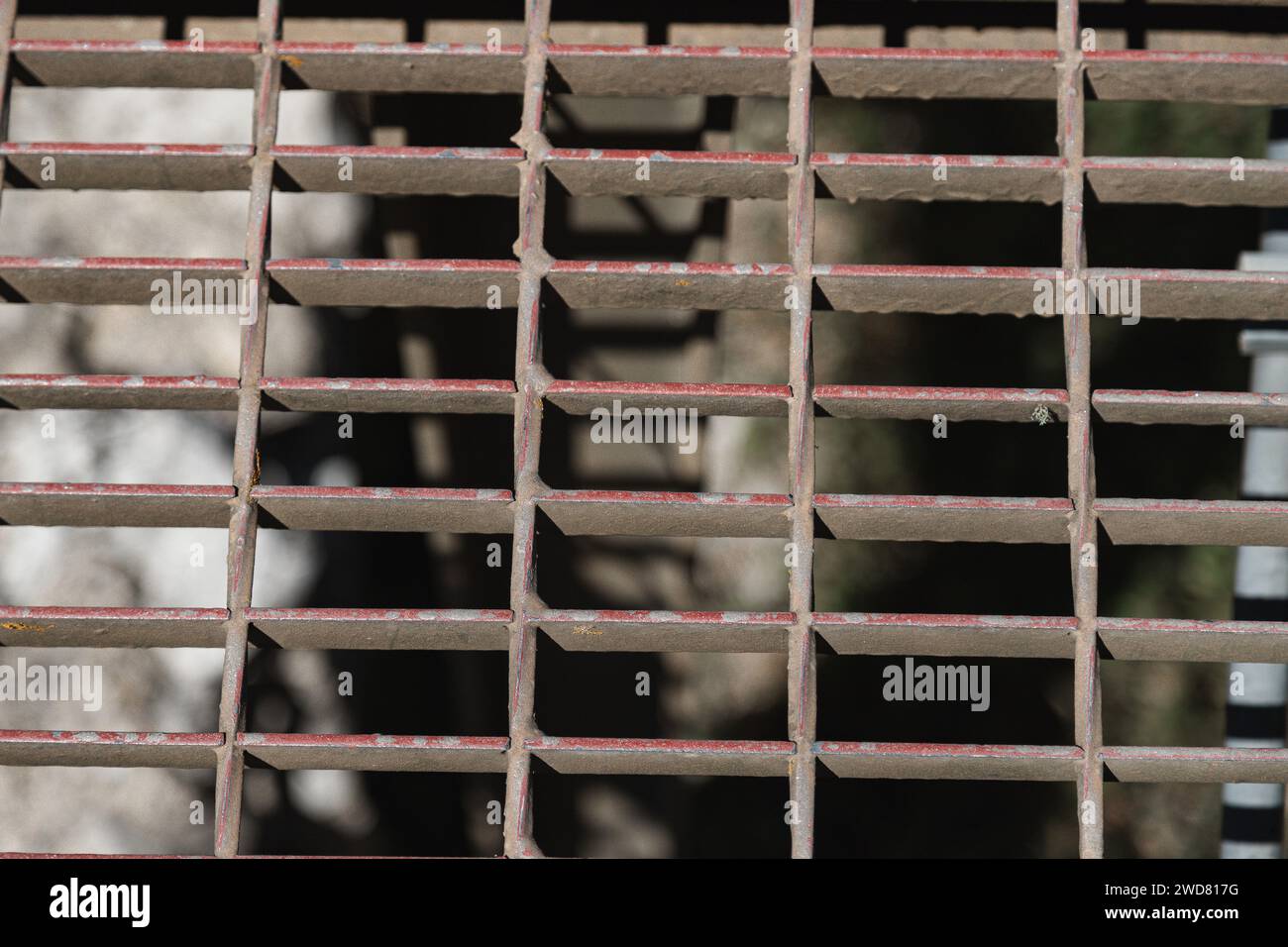 Metal grates for draining water and waste. Rectangular pattern ...