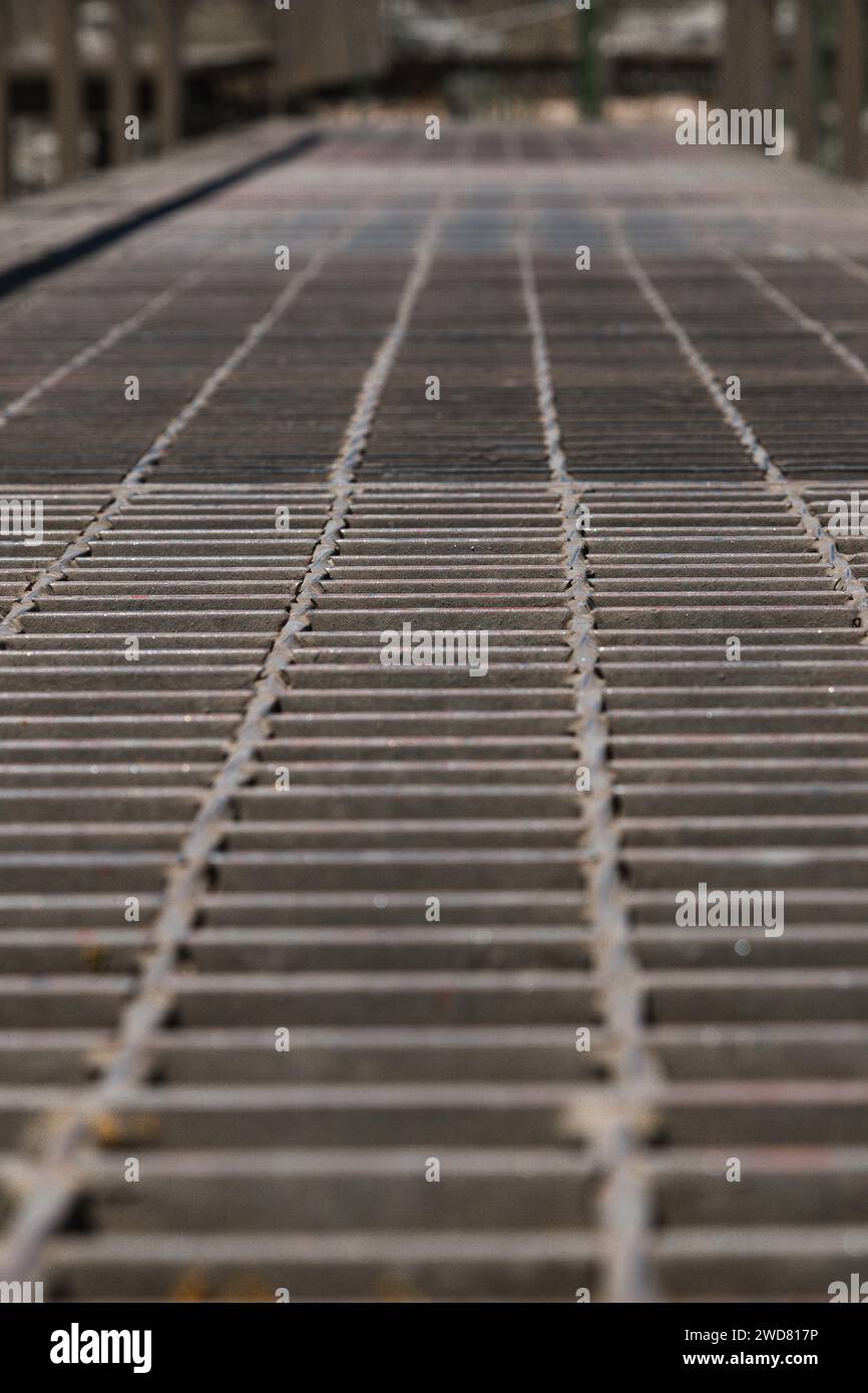 Metal grates for draining water and waste. Rectangular pattern ...