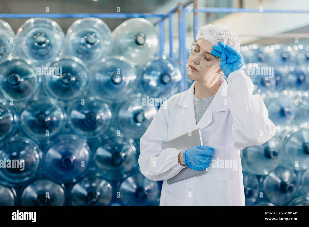 adult women brake relax work in food and drink factory drinking water ...