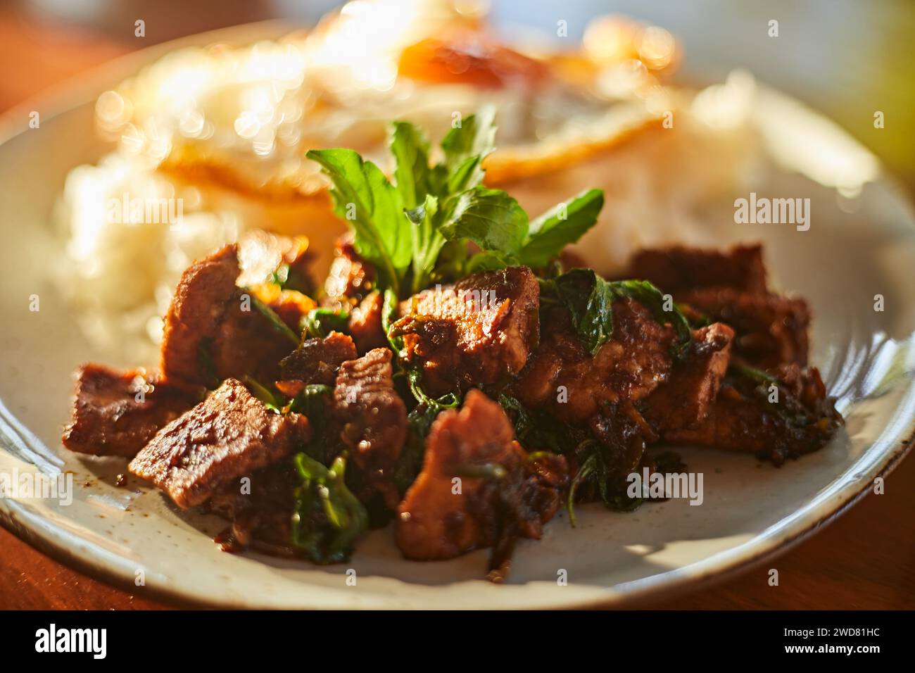 Stir fried basil with pork , thai food Stock Photo - Alamy