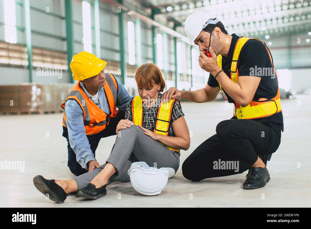 Senior adult engineer women faints sick health problem falling down ...