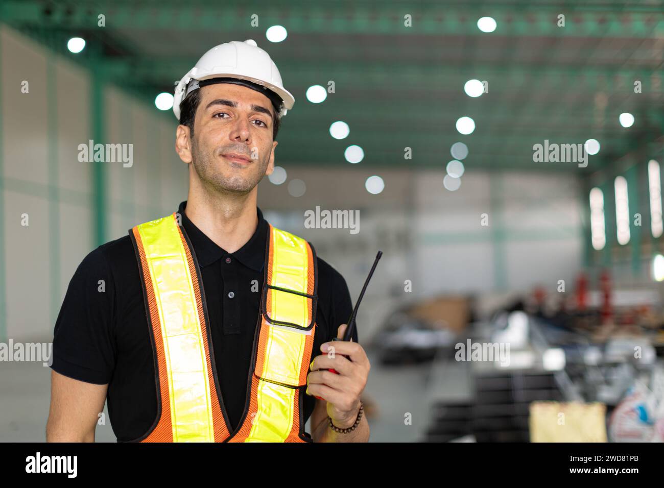 portrait warehouse manager supervisor, safety officer male standing ...
