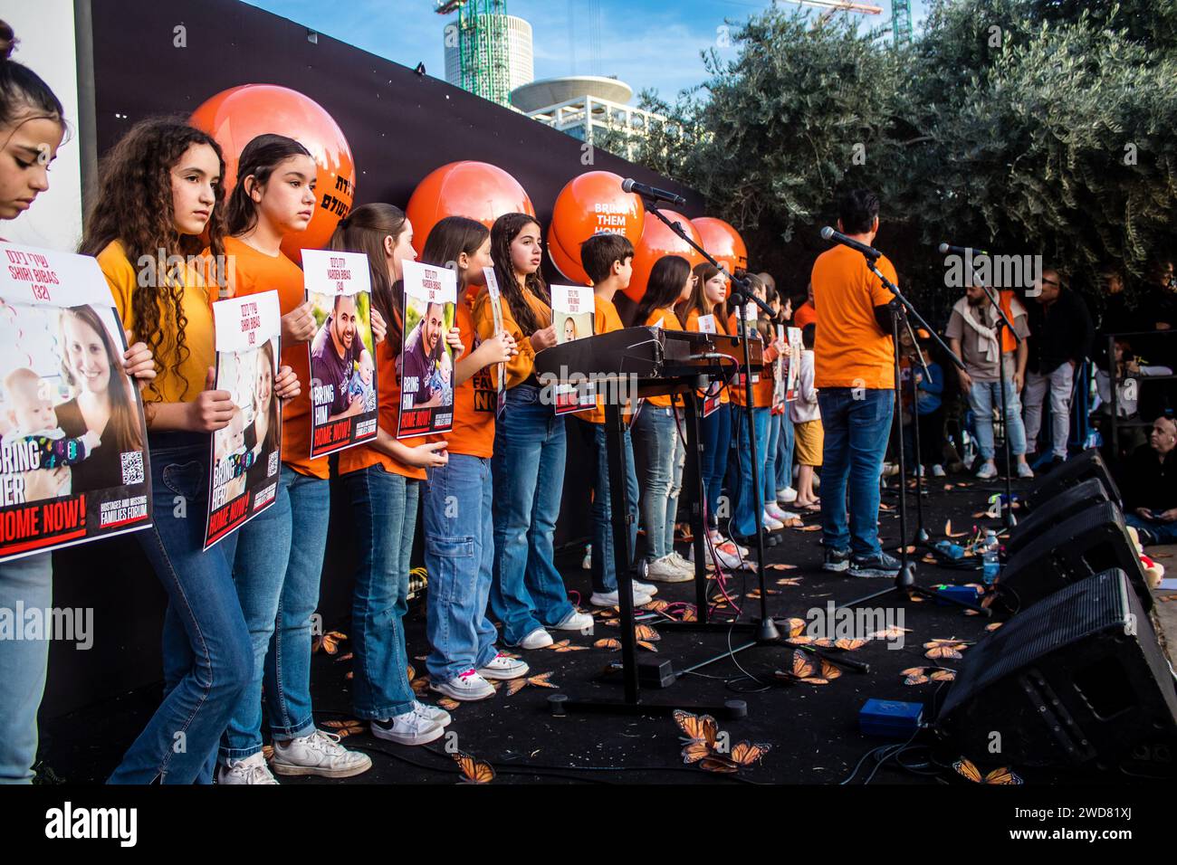 Tel Aviv, Israel - January 18, 2024 Young girls close to the family ...
