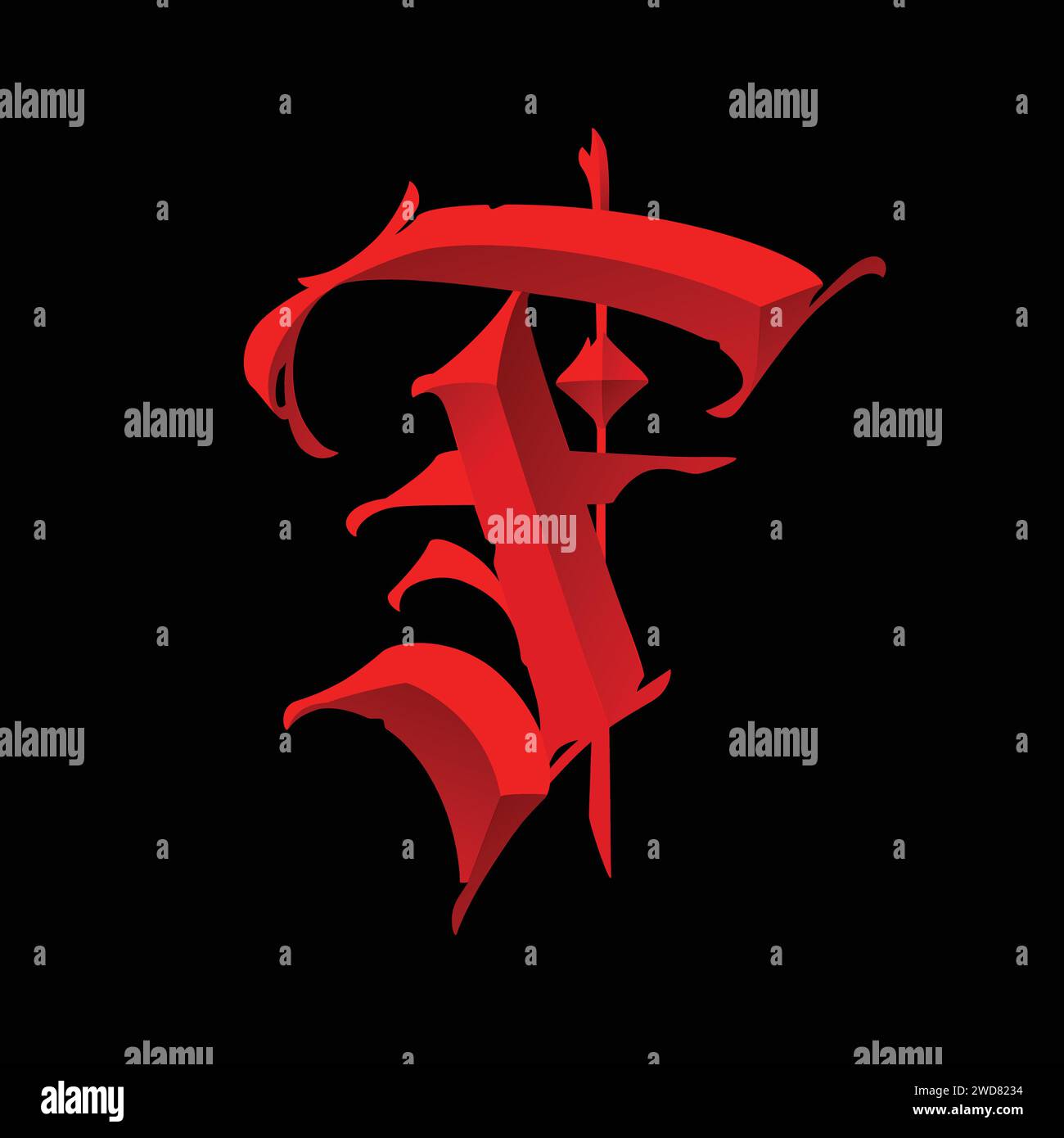 Letter F, in the Gothic style. Vector. Alphabet. Calligraphy and ...