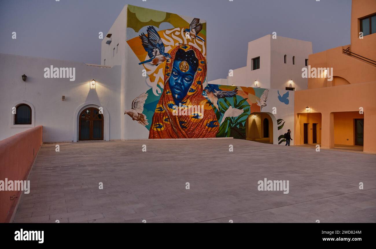Old Doha port (Mina District) in Doha, Qatar afternoon shot during ...