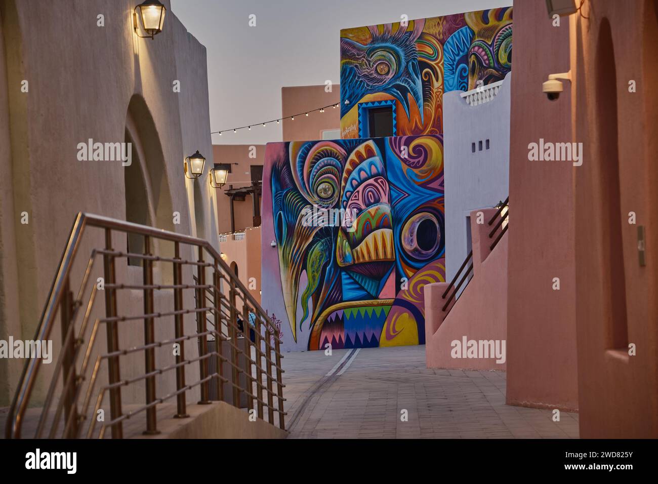 Old Doha port (Mina District) in Doha, Qatar afternoon shot during ...