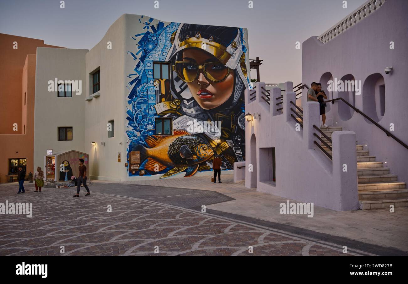 Old Doha port (Mina District) in Doha, Qatar afternoon shot during ...