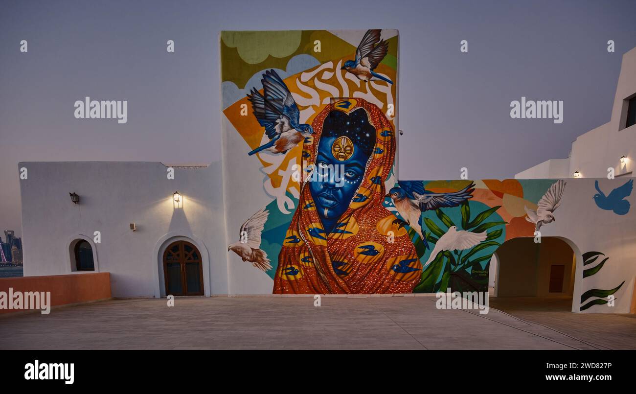 Old Doha port (Mina District) in Doha, Qatar afternoon shot during ...
