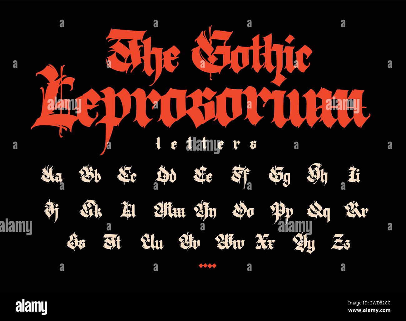 Gothic Font From Latin Letters Vector English Alphabet Medieval European Style English
