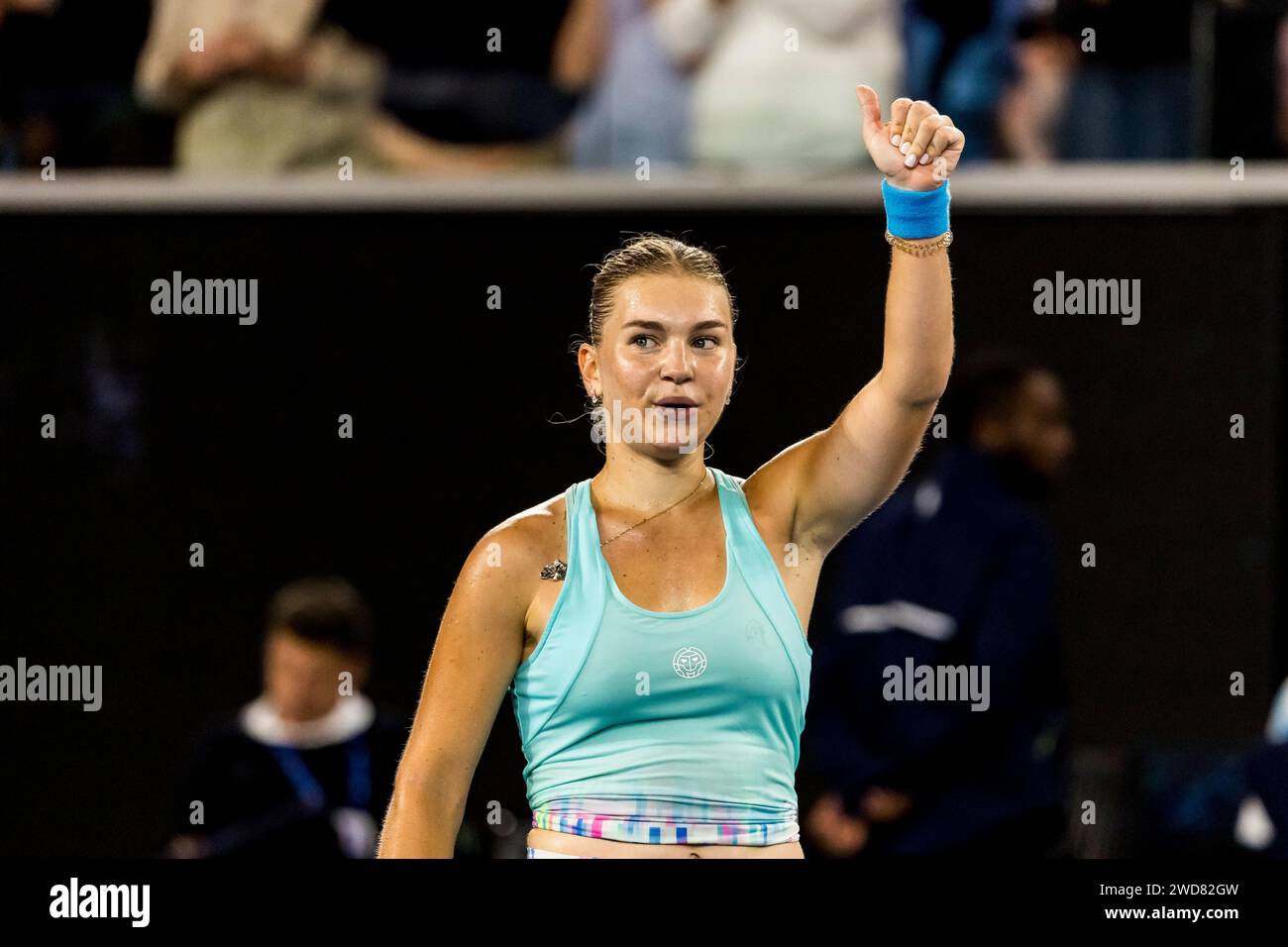 MELBOURNE, VIC - JANUARY 19: Maria Timofeeva of Russia celebrates ...
