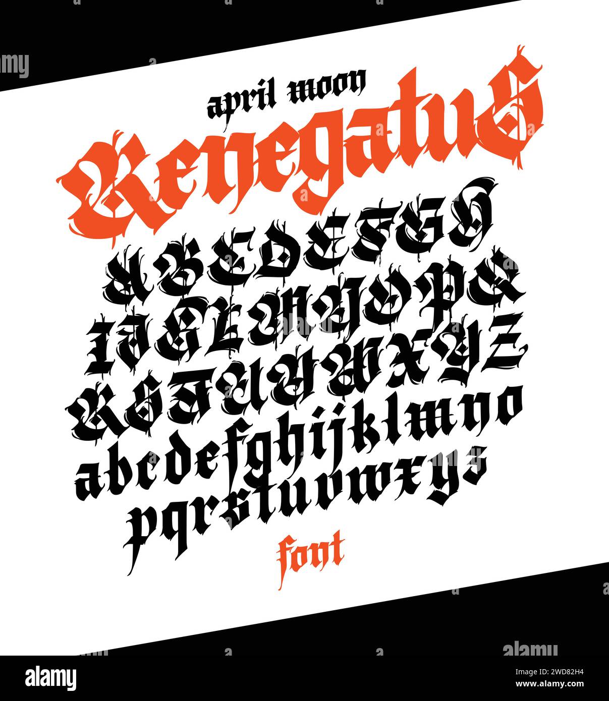 Modern Gothic, full English alphabet. Vector. Medieval uppercase and ...