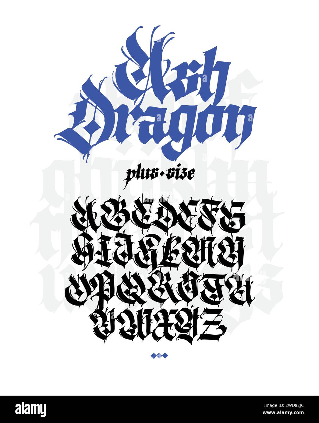 Gothic font from Latin letters. Vector. English alphabet. Medieval ...