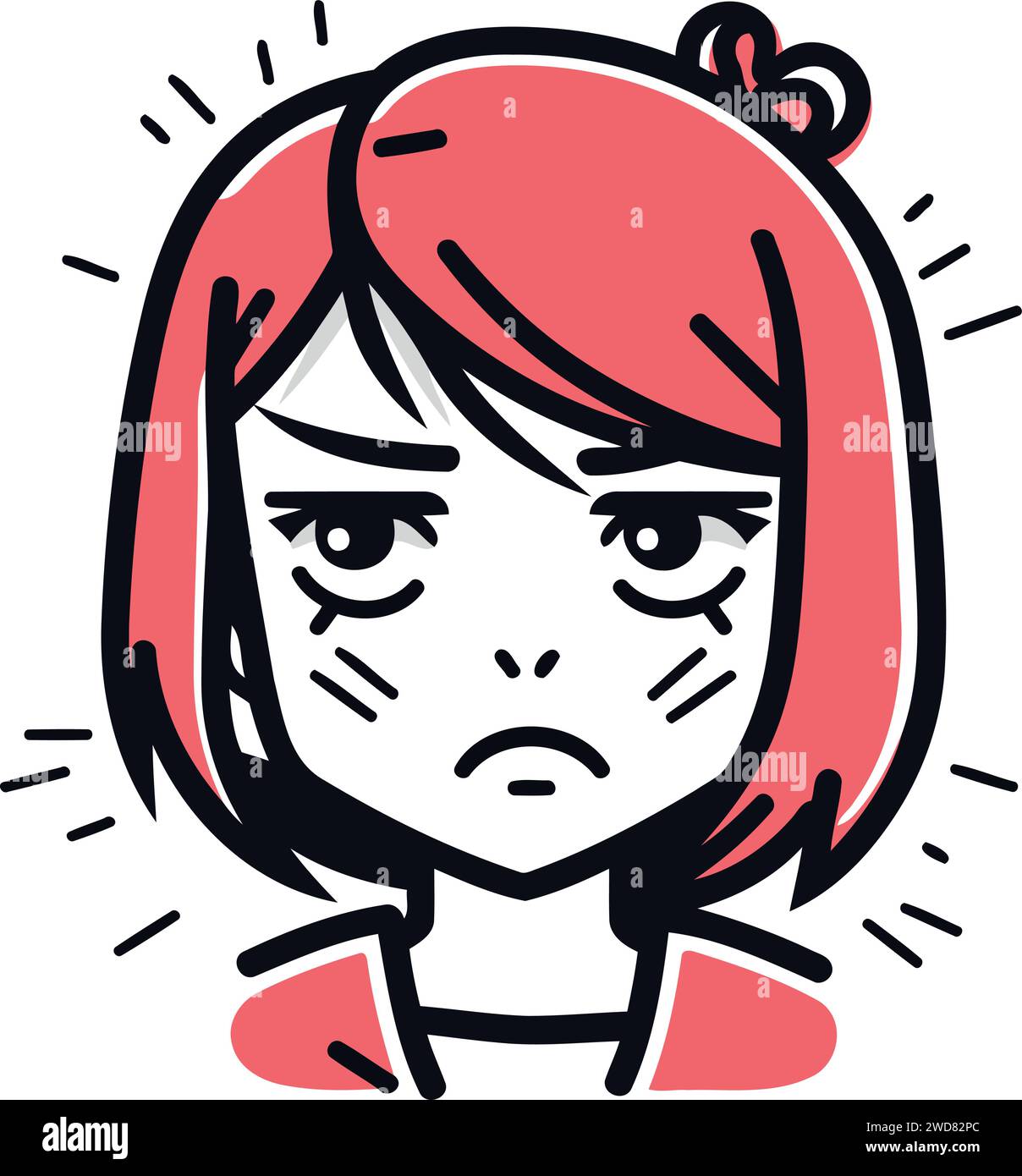 Hand drawn illustration outline angry hi-res stock photography and ...