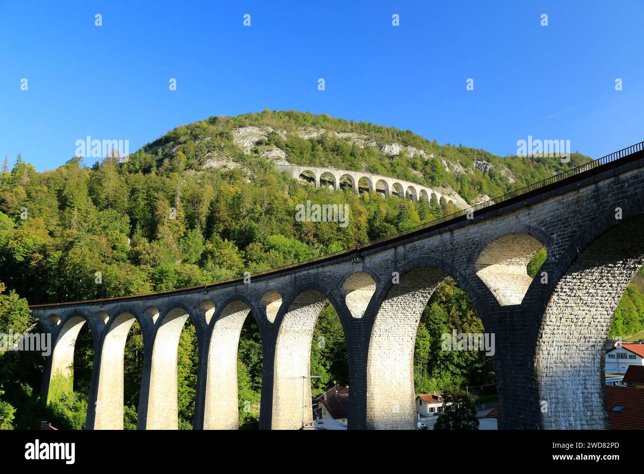 Mountain railway in the Jura at Morez, France Stock Photo - Alamy