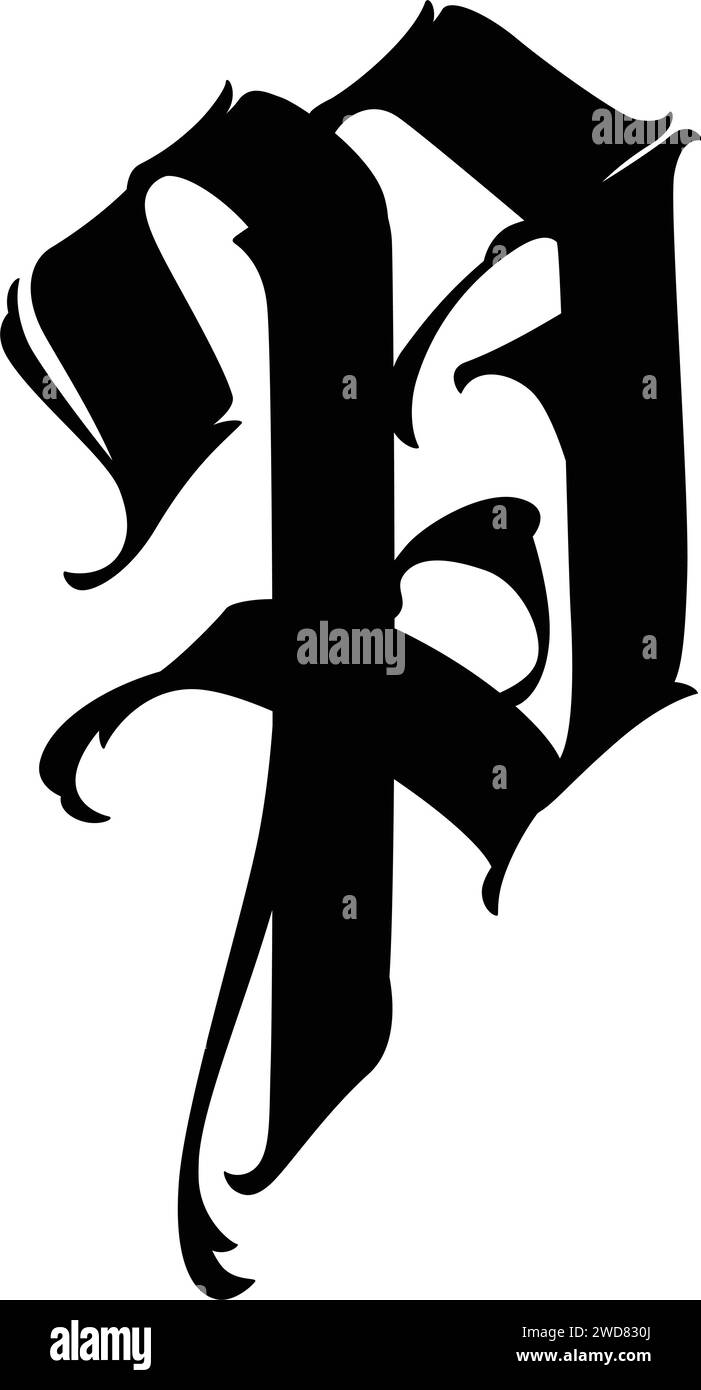 Letter P, in the Gothic style. Vector. Alphabet. Calligraphy and ...