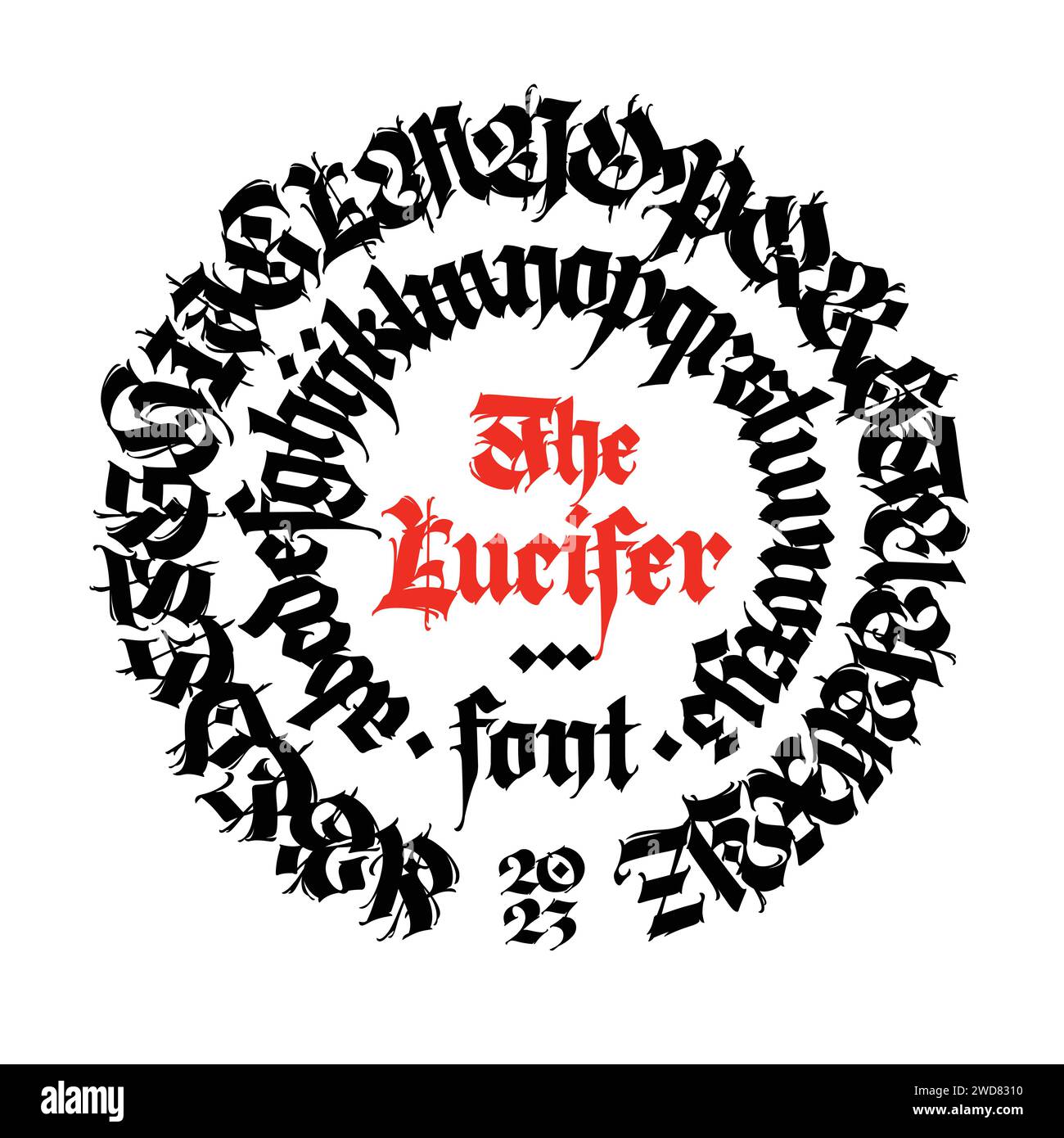 Modern Gothic, full English alphabet. Vector. Medieval uppercase and ...