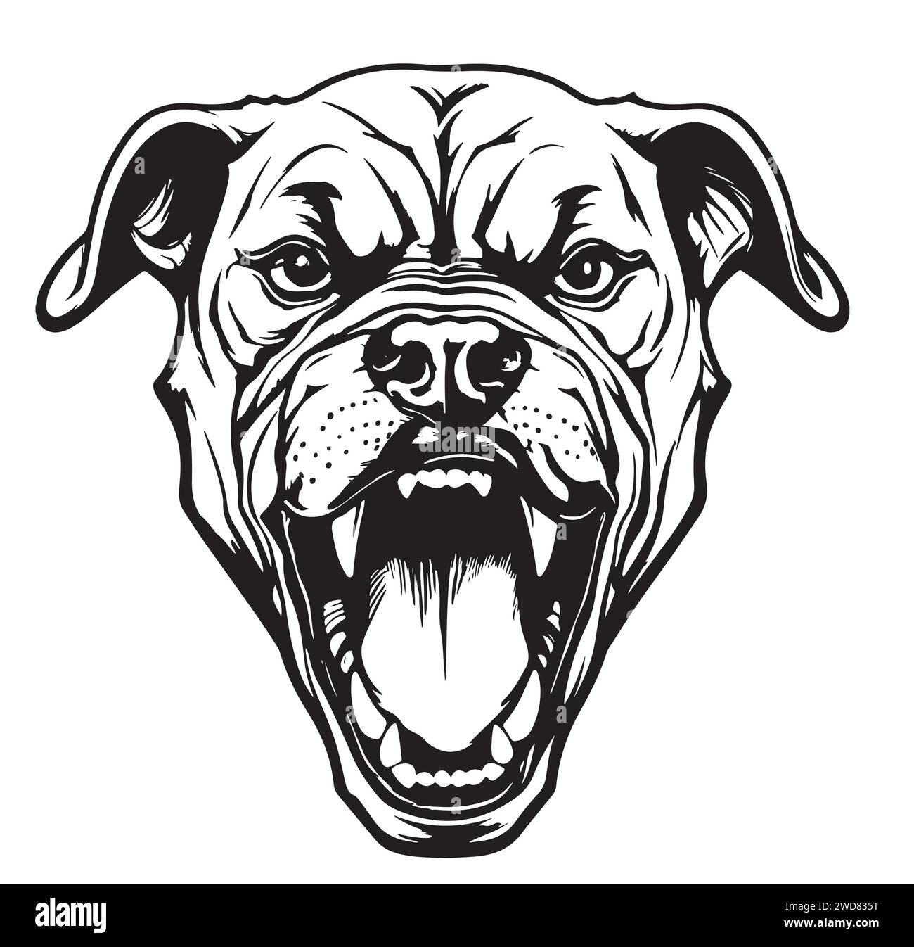 Angry dog head sketch hand drawn in doodle style illustration Stock ...