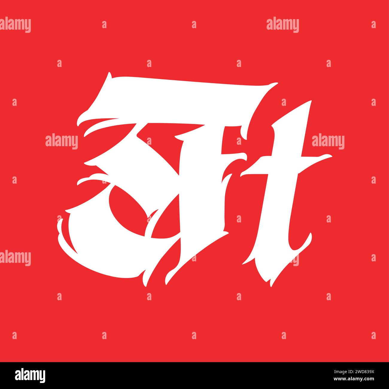 Letter T, in the Gothic style. Vector. Alphabet. Calligraphy and ...