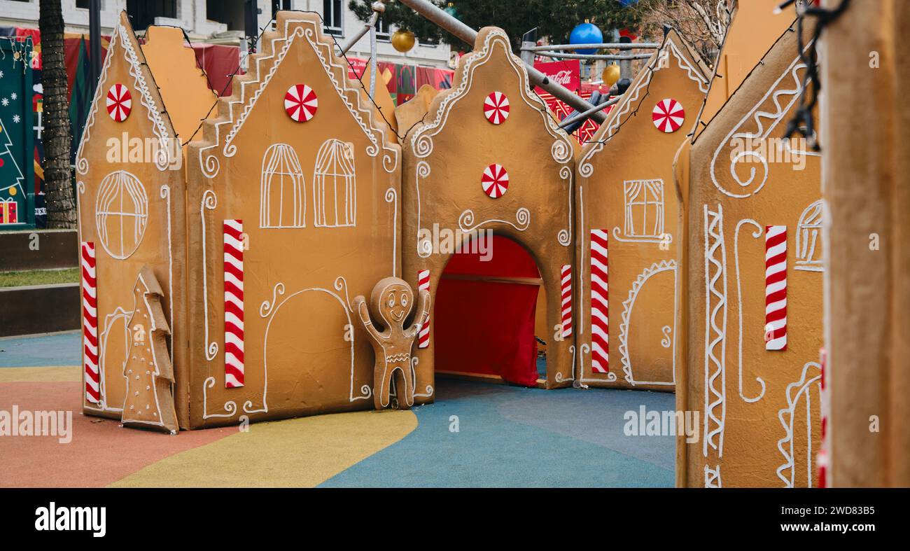 The walls of the playground are made in the style of gingerbread ...