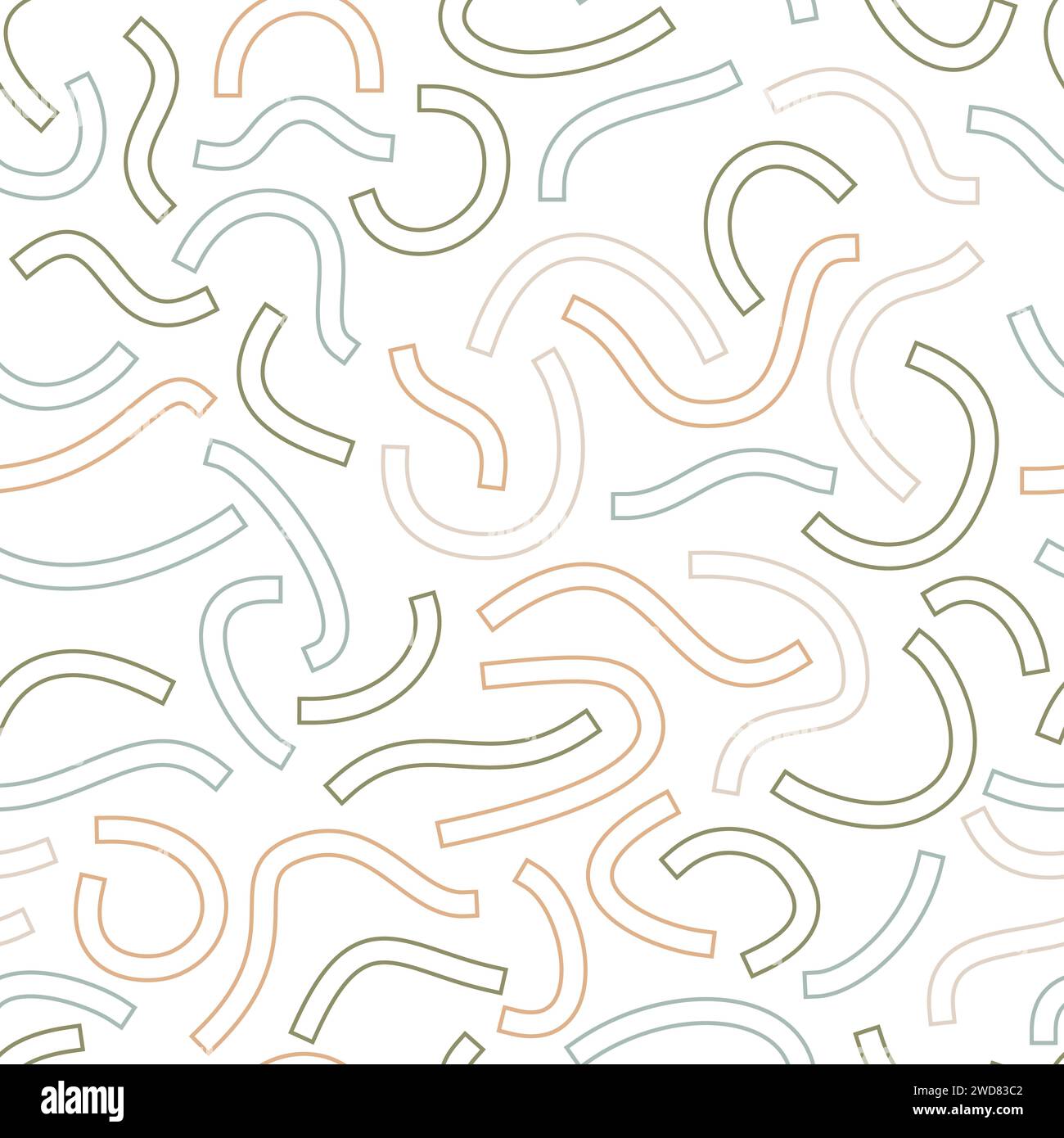 Colored geometric seamless pattern. Outline curved lines Stock Vector ...