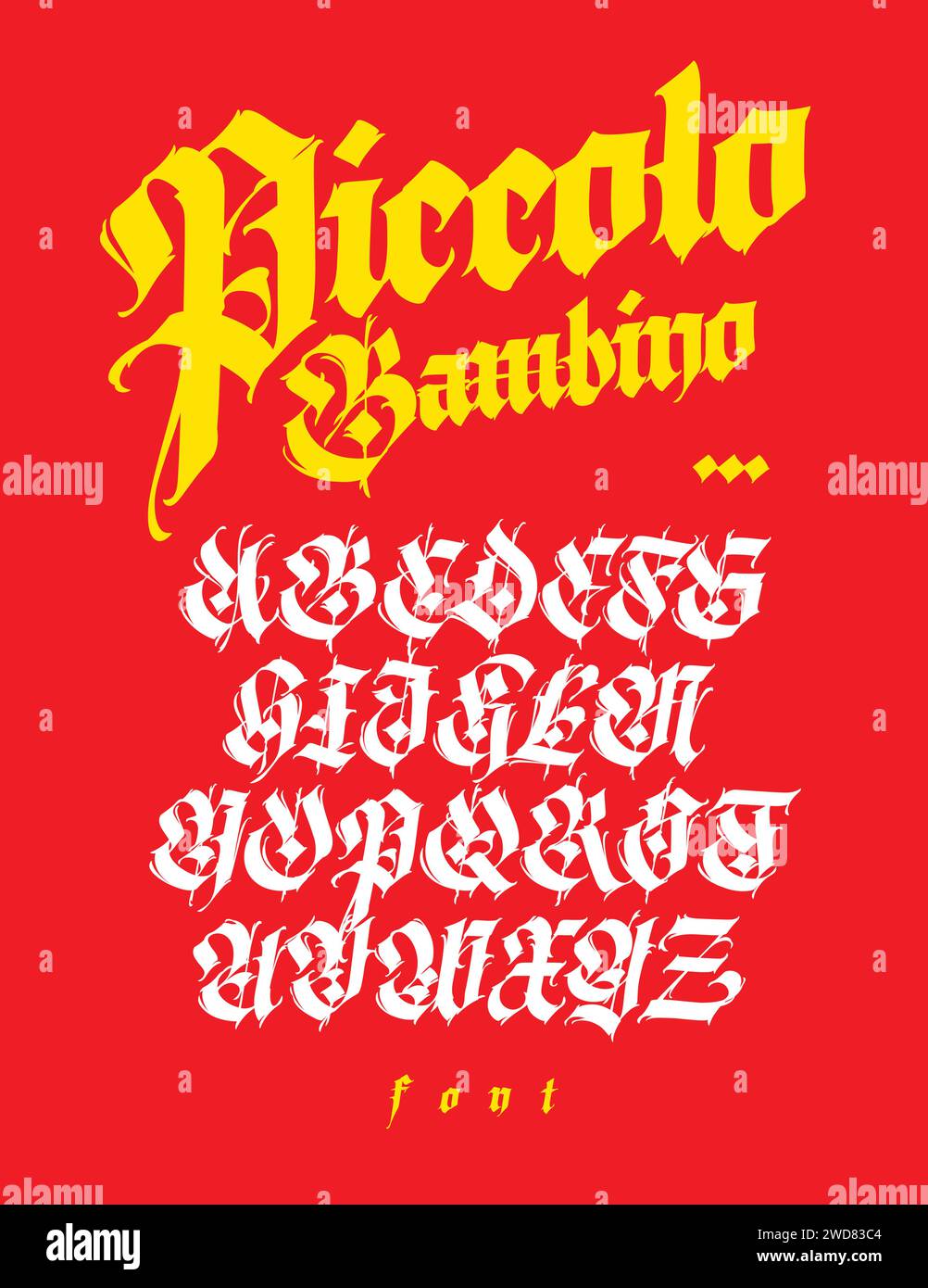 Gothic font from Latin letters. Vector. English alphabet. Medieval ...