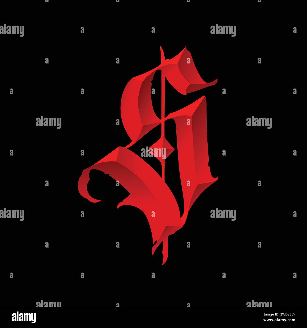 Letter S, in the Gothic style. Vector. Alphabet. Calligraphy and ...