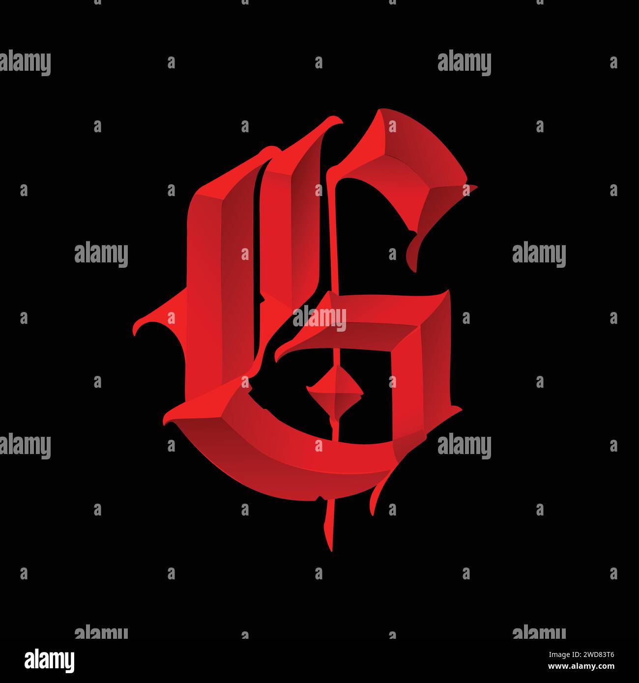 Letter g, in the Gothic style. Vector. Alphabet. Calligraphy and ...