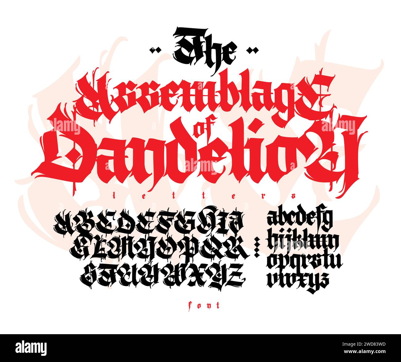 Gothic font from Latin letters. Vector. English alphabet. Medieval ...