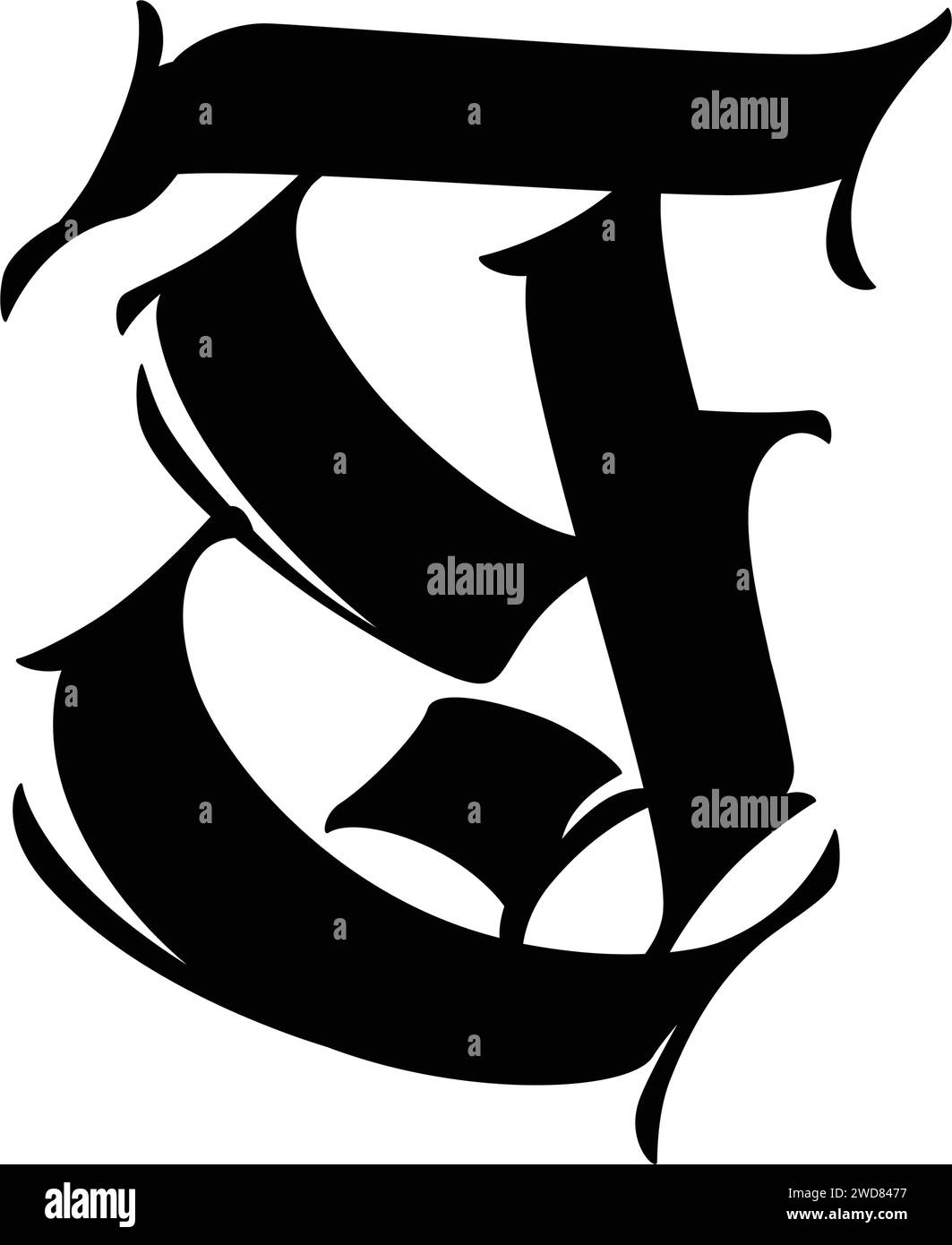 Letter T, in the Gothic style. Vector. Alphabet. Calligraphy and ...