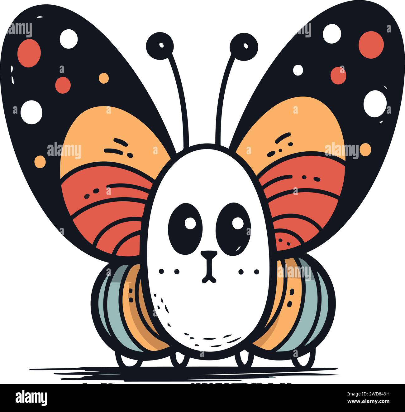 Butterfly cartoon vector illustration on white background. Cute insect ...