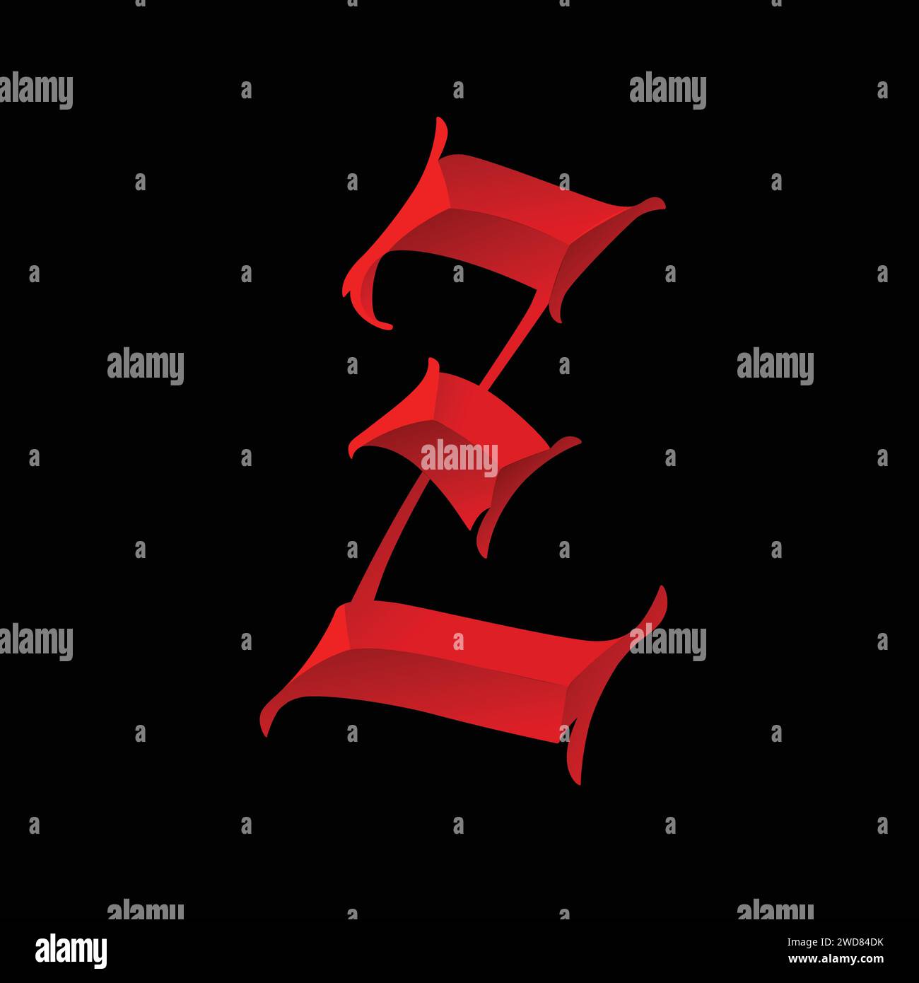 Letter z, in the Gothic style. Vector. Alphabet. Calligraphy and ...