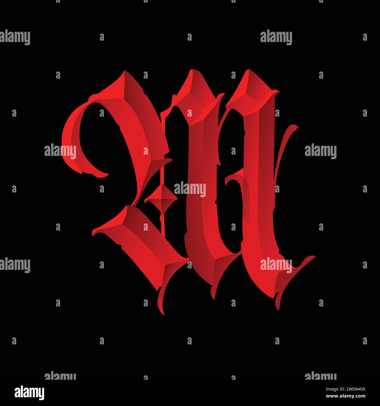 Letter M, in the Gothic style. Vector. Alphabet. Calligraphy and ...