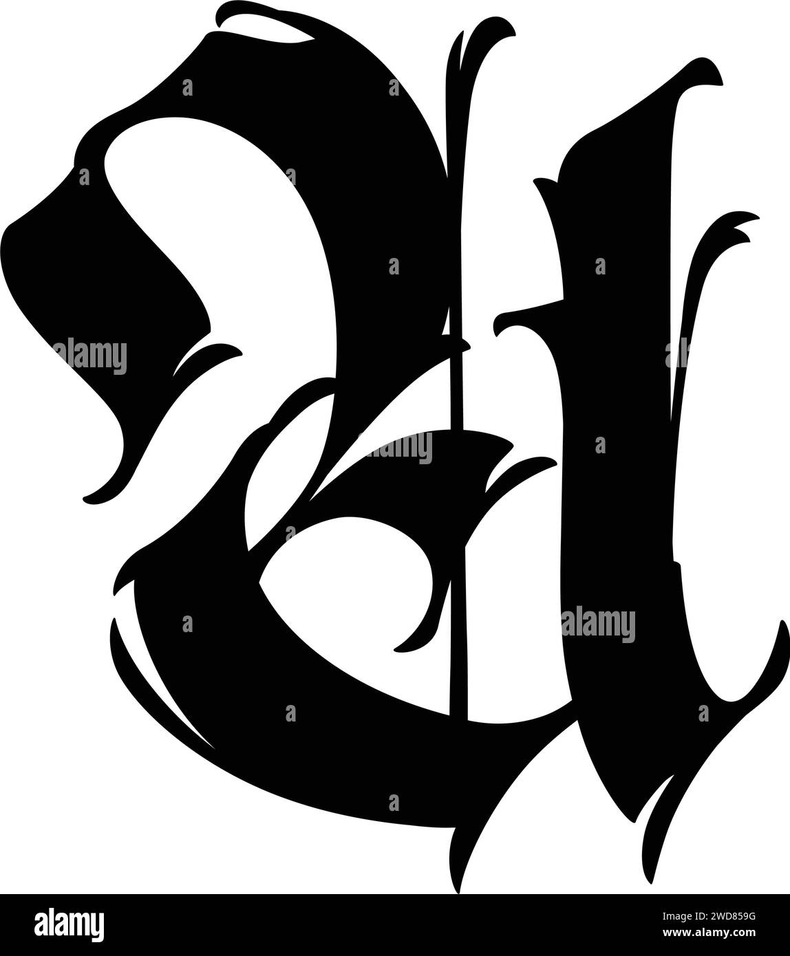 Letter U, in the Gothic style. Vector. Alphabet. Calligraphy and ...
