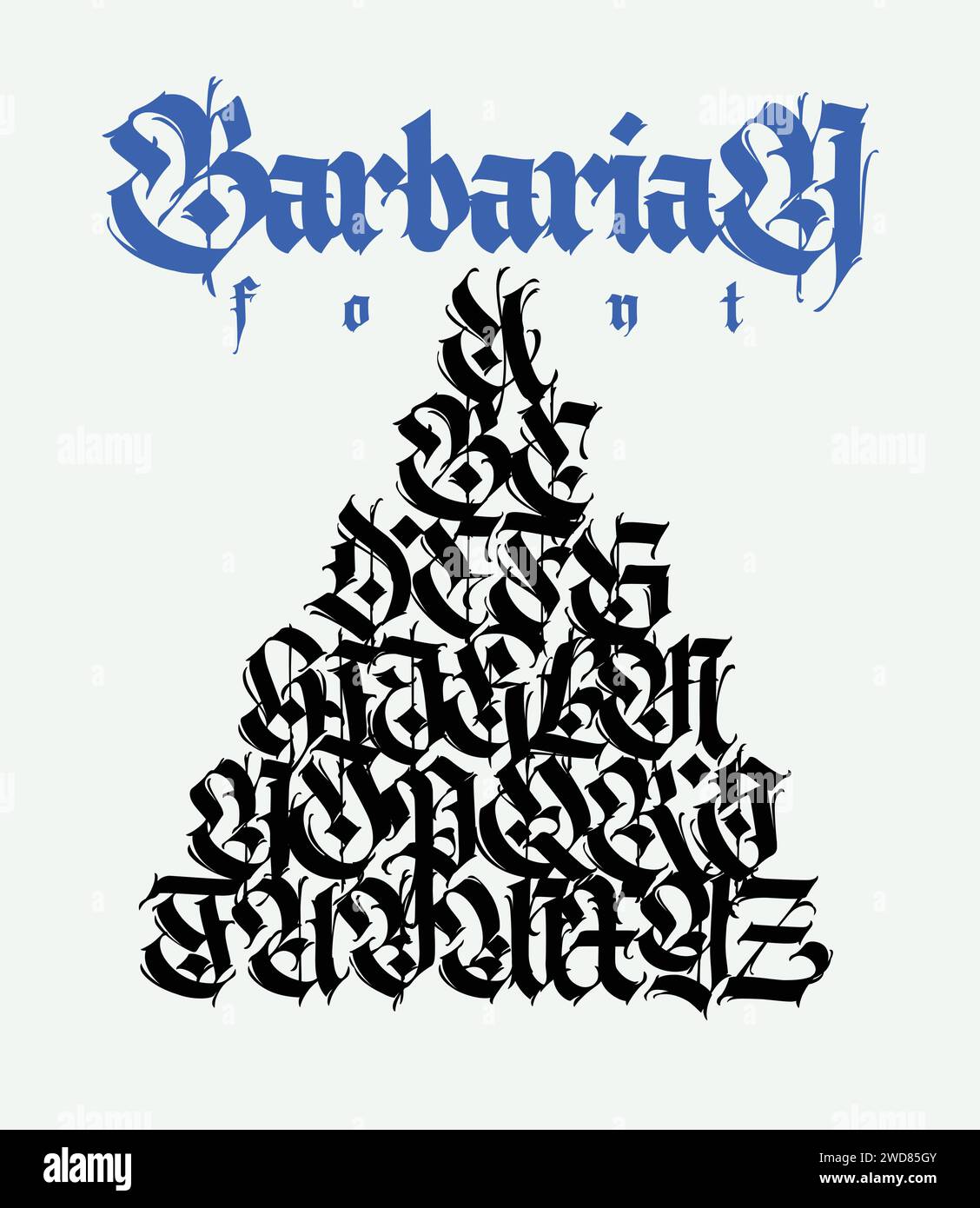 Gothic font from Latin letters. Vector. English alphabet. Medieval ...