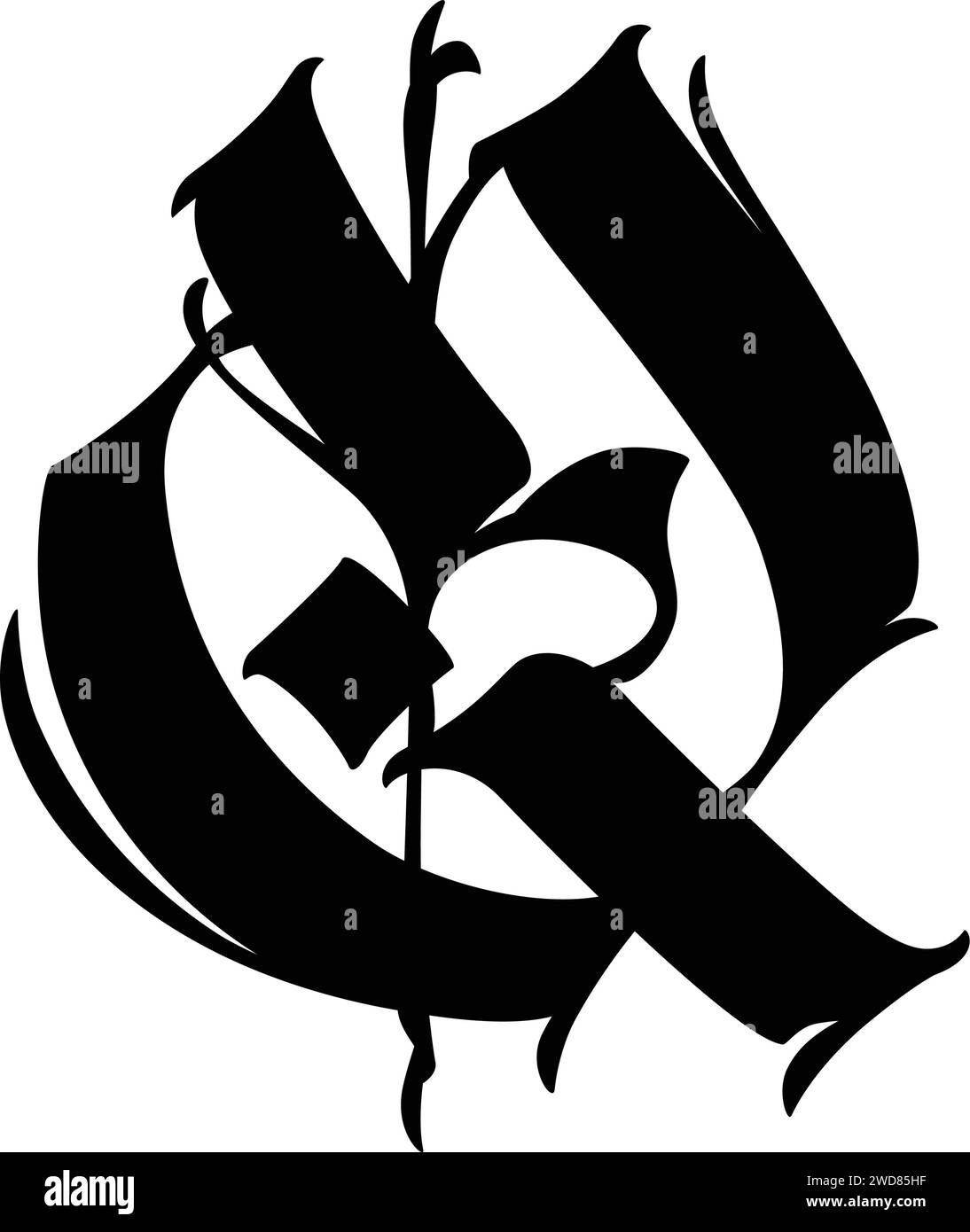Letter Q, in the Gothic style. Vector. Alphabet. Calligraphy and ...