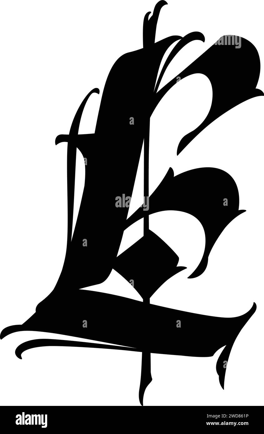 Letter L, in the Gothic style. Vector. Alphabet. Calligraphy and ...