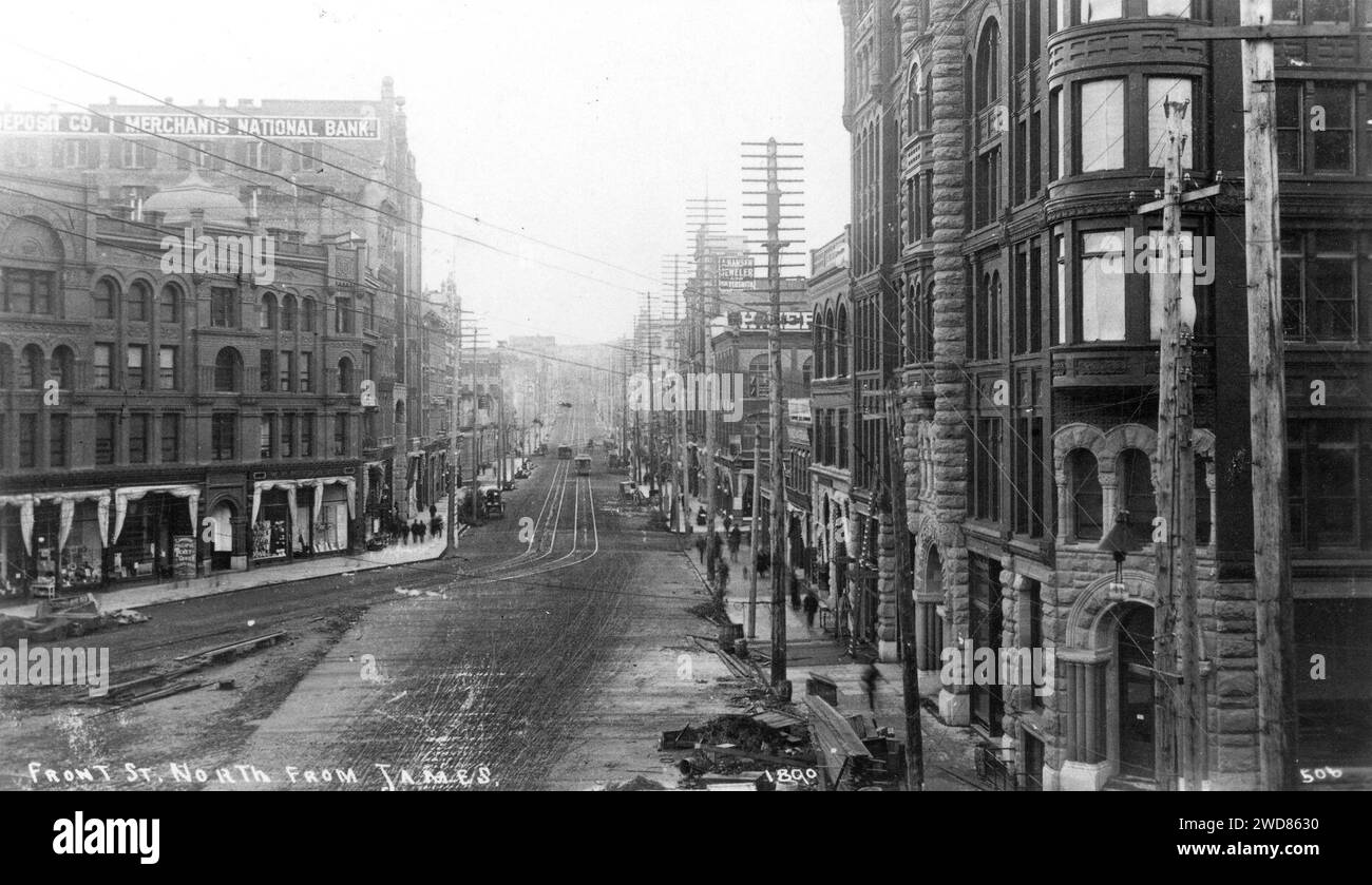 1st Ave looking north from James St and the Pioneer Building, Pioneer ...