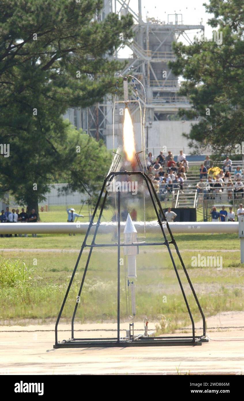 1st liquid fueled rocket Goddard, 1926, recreation, ignition Stock ...
