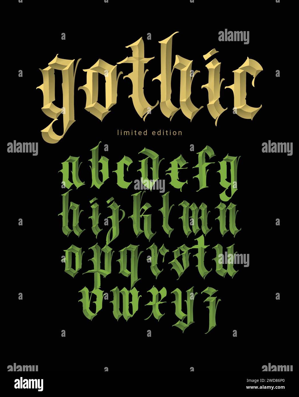 Gothic, English alphabet. Vector set. Font for tattoo, personal and ...