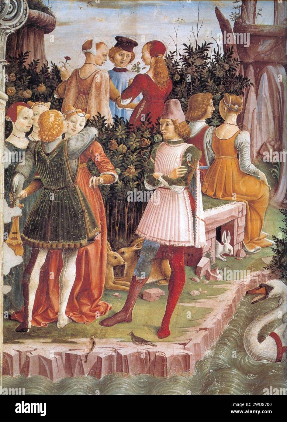 2. Francesco del Cossa, April, detail, fresco, Palazzo Schifanoia 1469 ...