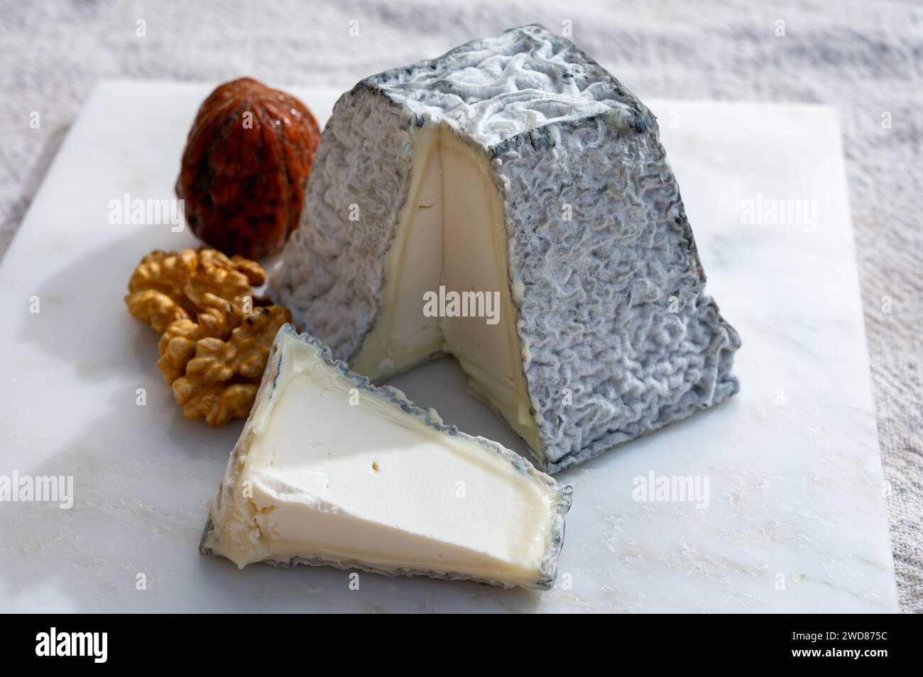 Cheese collection, French Valencay with black mold pyramid cheese made ...
