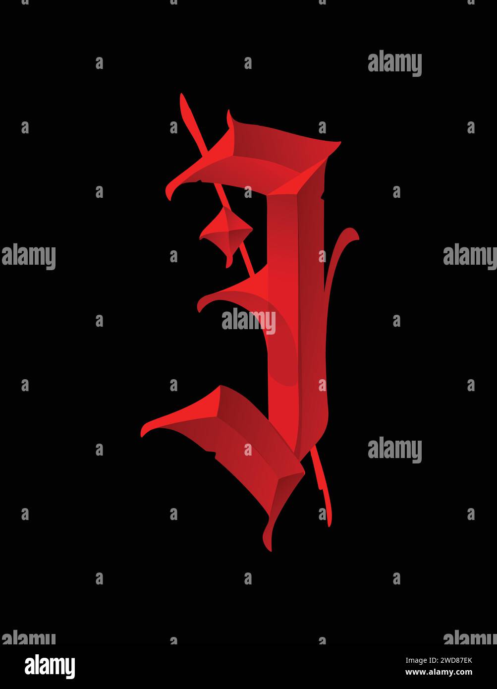 Letter I, in the Gothic style. Vector. Alphabet. Calligraphy and ...