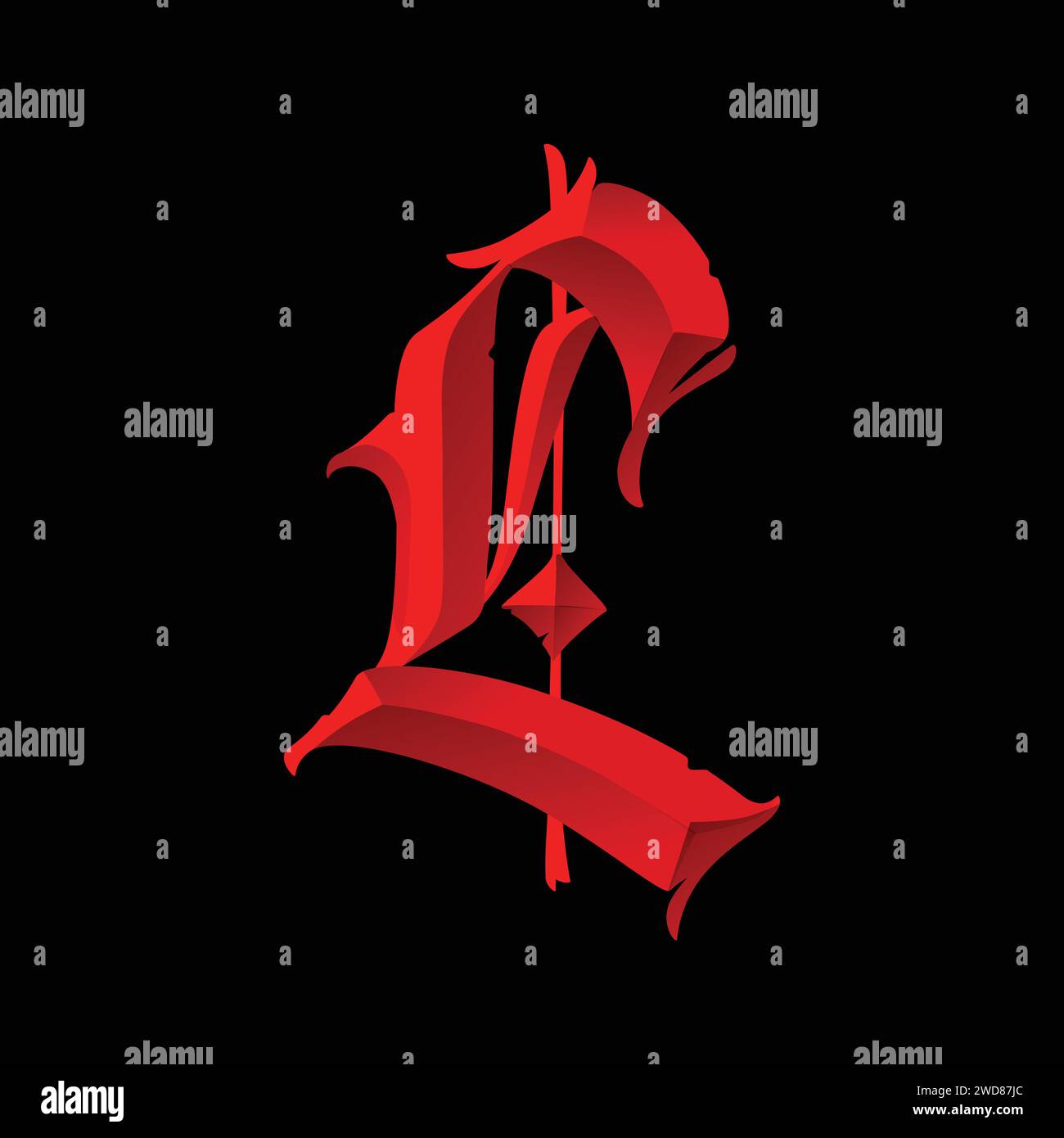 Letter l, in the Gothic style. Vector. Alphabet. Calligraphy and ...