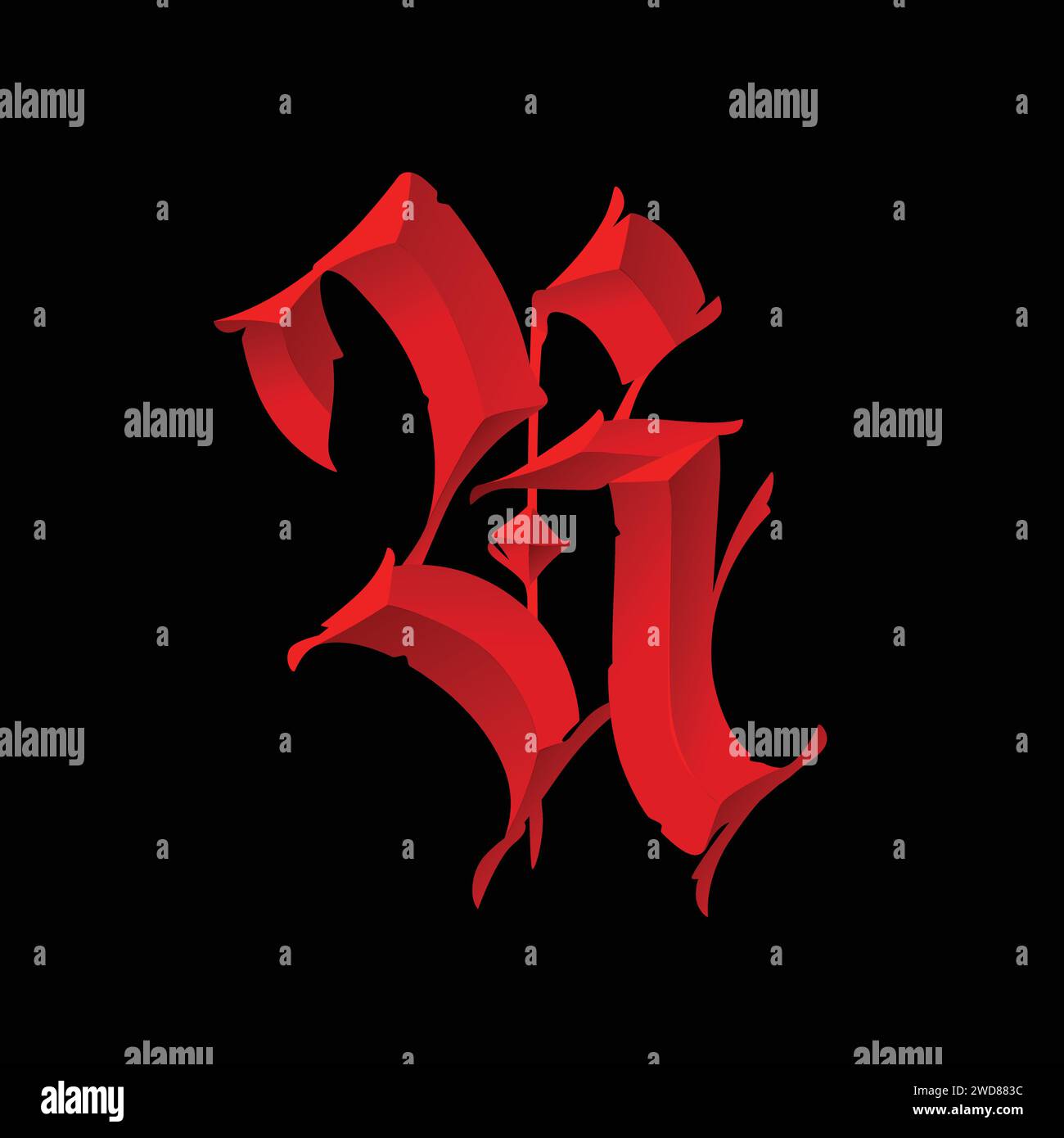 Letter R, in the Gothic style. Vector. Alphabet. Calligraphy and ...