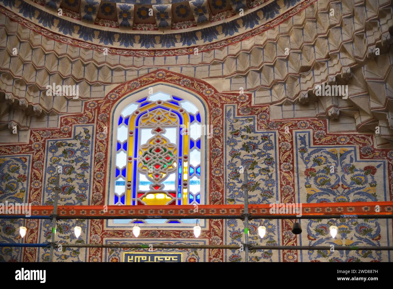 Medieval stained glass in famous Blue Mosque interiors, Istanbul ...