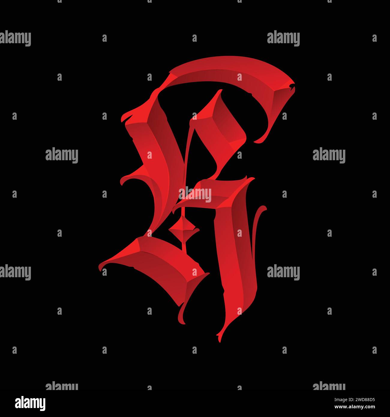 Letter k, in the Gothic style. Vector. Alphabet. Calligraphy and ...