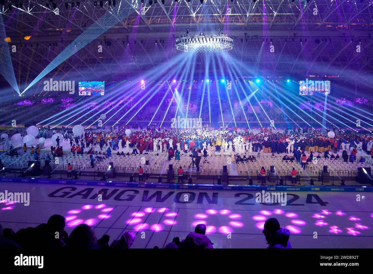 Athletes gather during the opening ceremony of the Gangwon 2024 Winter ...