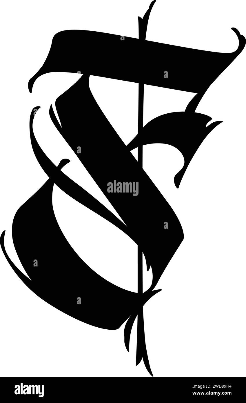 Letter F, in the Gothic style. Vector. Alphabet. Calligraphy and ...