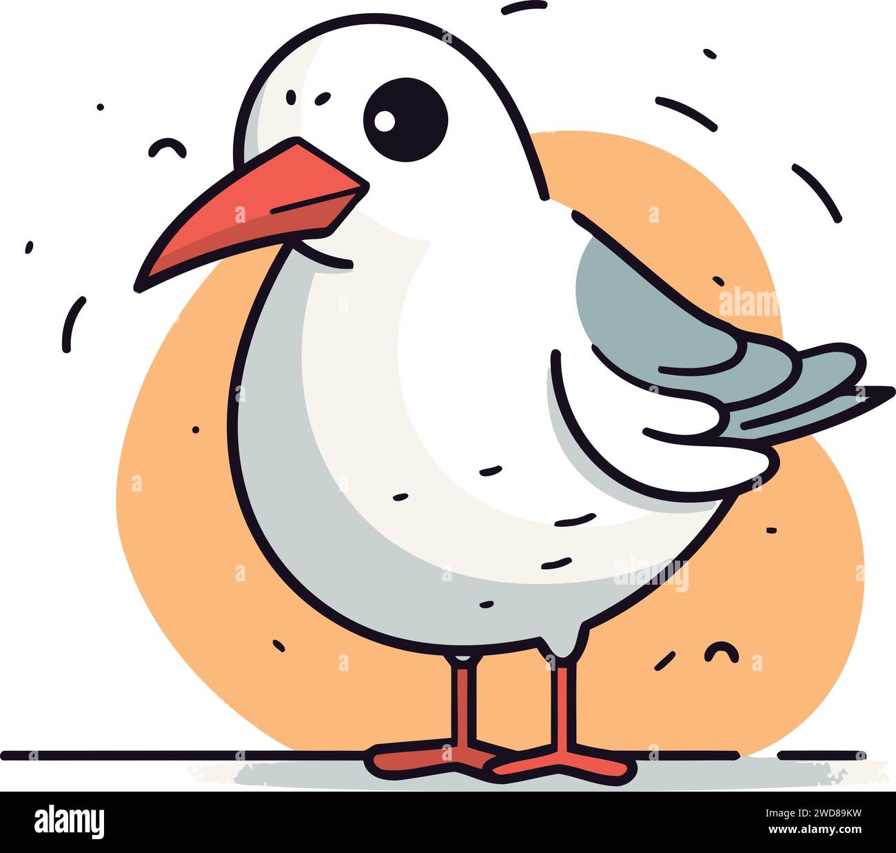 Cute cartoon seagull. Vector illustration in flat style Stock Vector ...