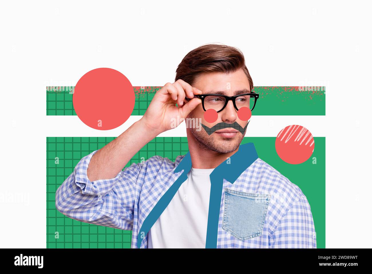 Creative drawing collage picture of handsome funny gentleman mustache ...